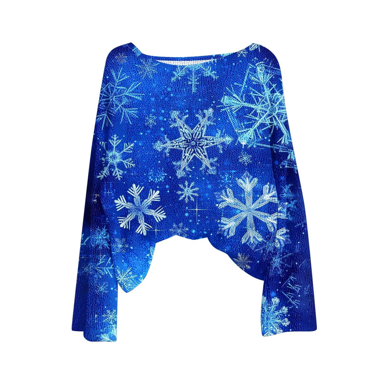 Dreluolixuan Ladies Tops and Blouses Cute Xmas Long Sleeve Snowflake ...