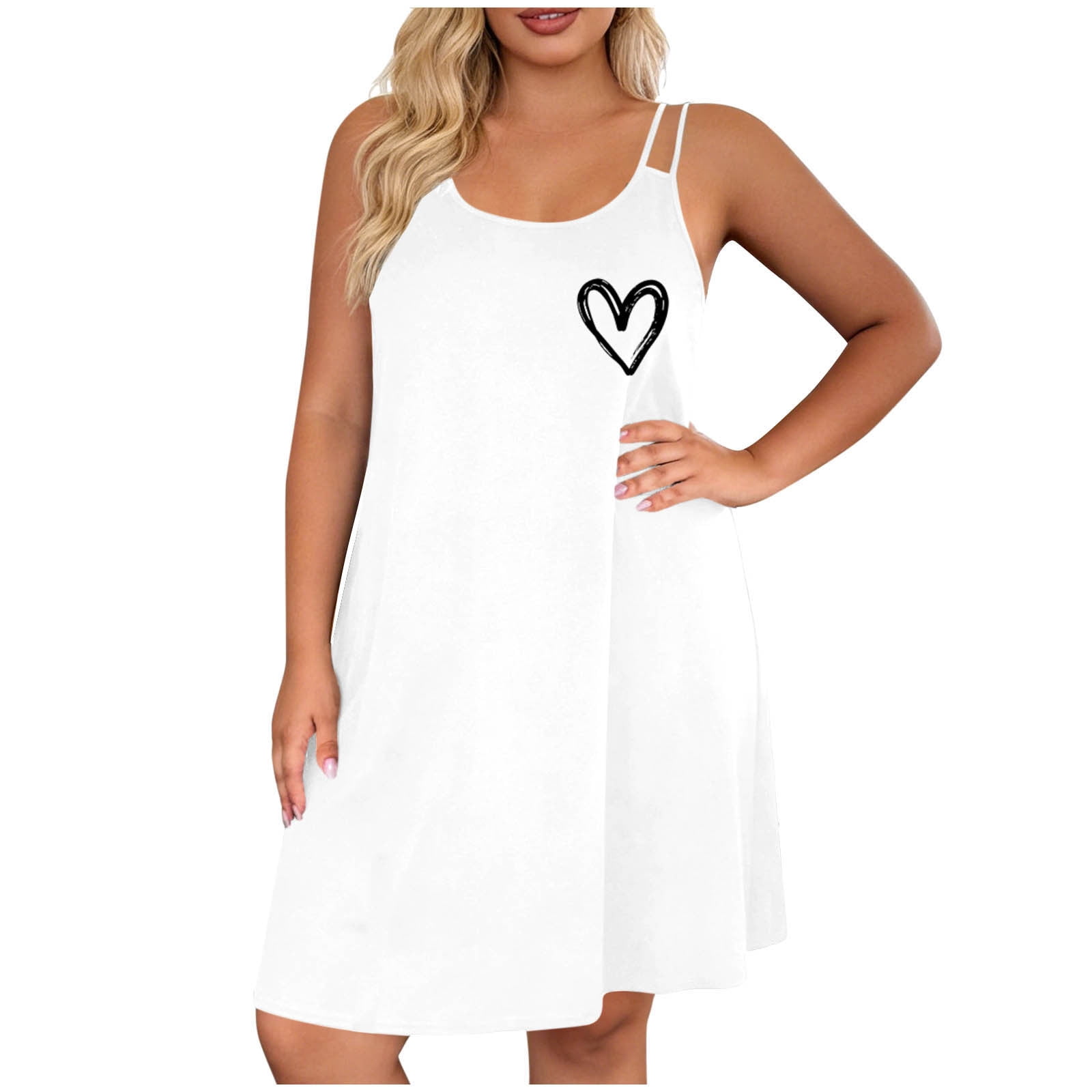 Dreluolixuan Party Dresses for Women Sleeveless Double Spaghetti Loose ...