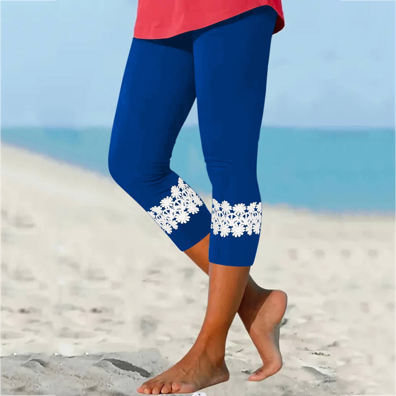 Dreluolixuan Plus Size Capri Leggings Women High Waist Pants Butt ...