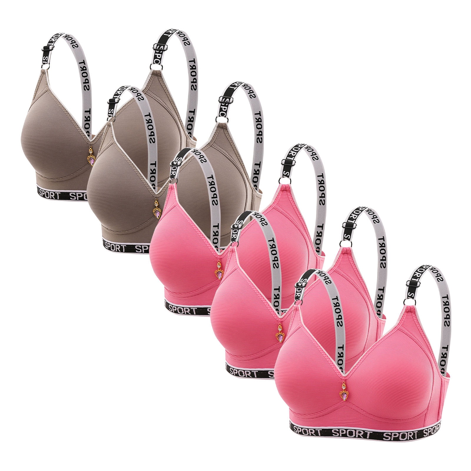 Dreluolixuan Pushup Bras for Women 5PC Wireless Bras Full Coverage Push ...