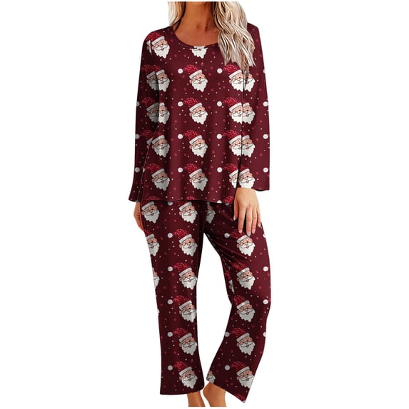 Dreluolixuan Santa Pajamas Long Sleeve Crew Neck Soft Top Wide Leg ...