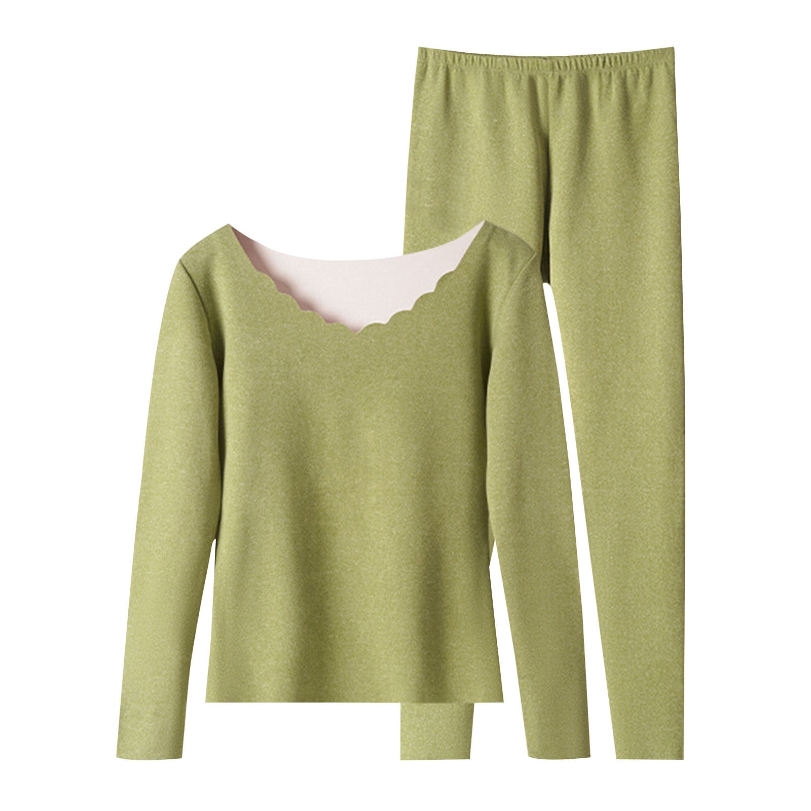 Dreluolixuan Thermal Underwear for Women Set Fleece Lined Soft Bottom ...