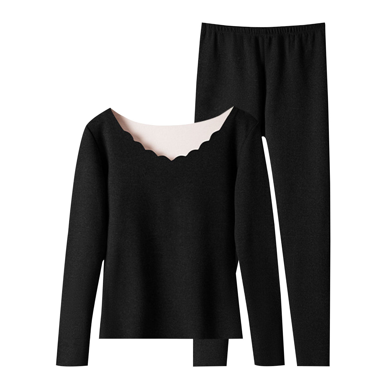 Dreluolixuan Thermal Underwear for Women Set Fleece Lined Soft Bottom ...