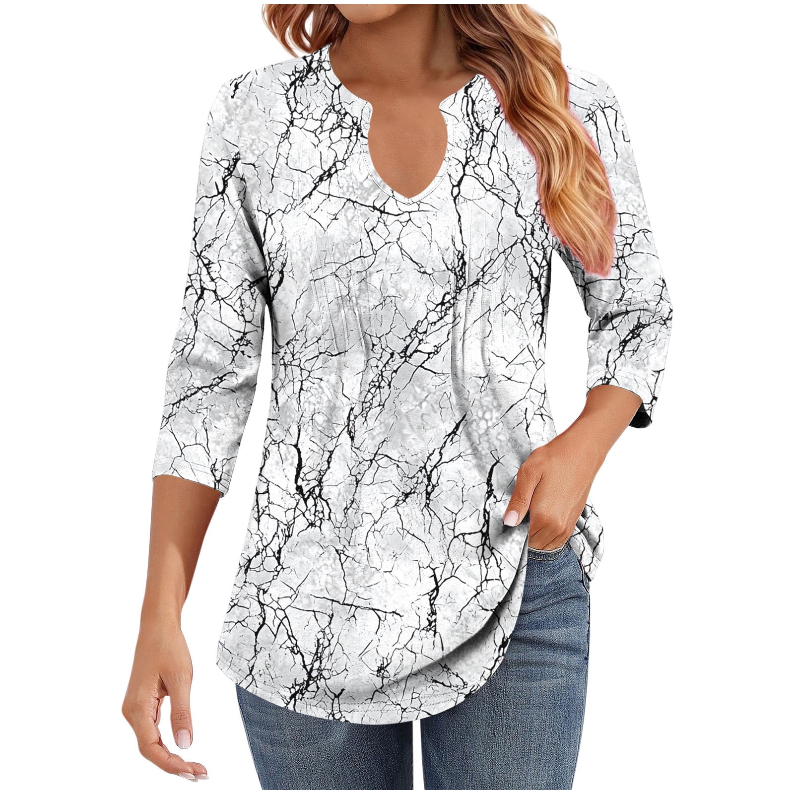 Dreluolixuan Winter Going out Tops for Women 3/4 Sleeve V Neck ...
