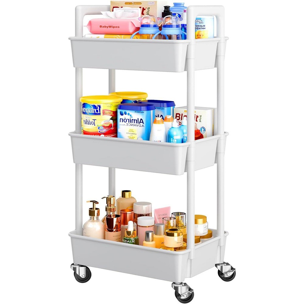 DremFaryoyo 3-Tier Rolling Cart Organizer - Lightweight Plastic Storage ...