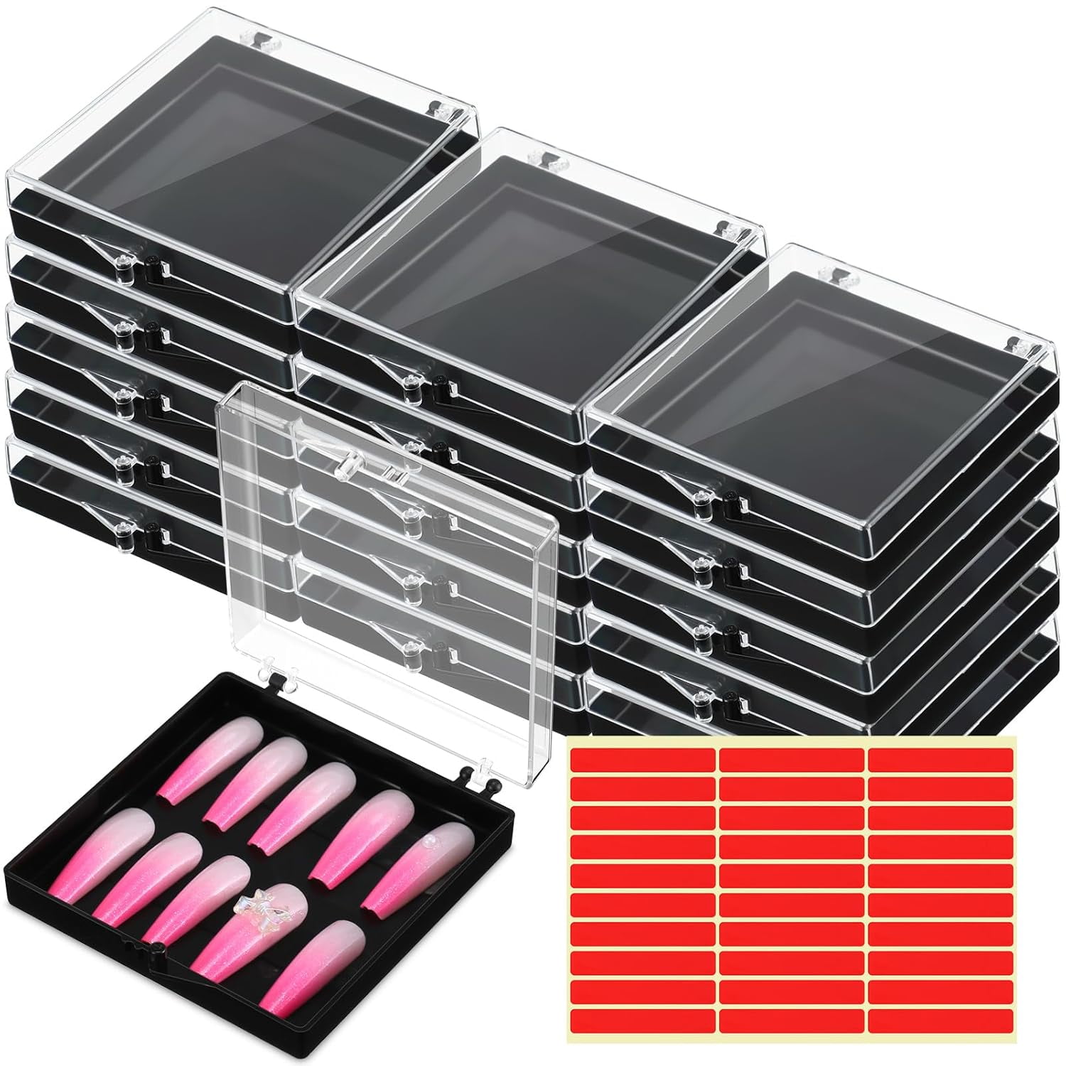 DremFaryoyo 30-Piece Press on Nail Storage Box with 60-Piece Double ...