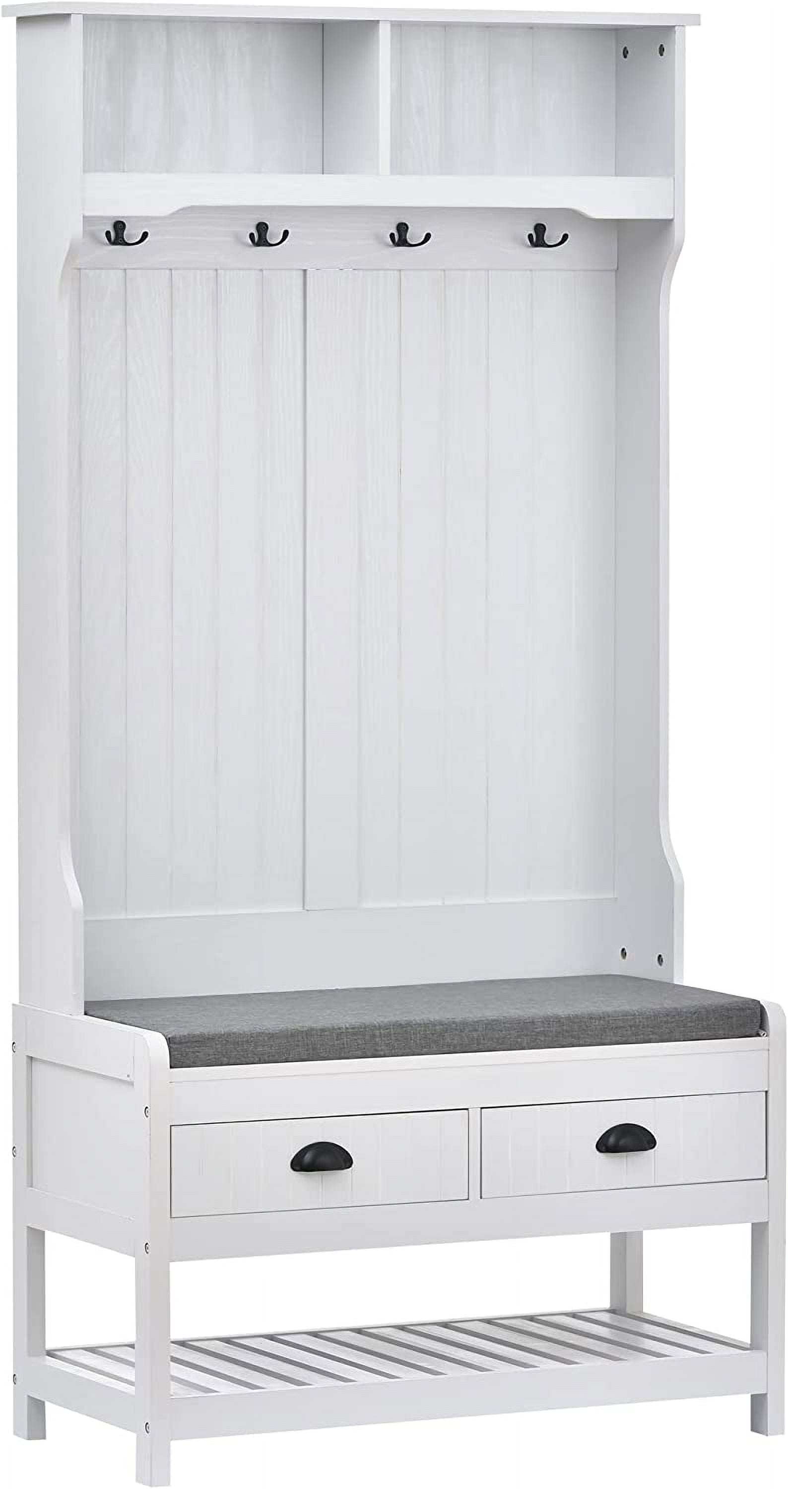 DremFaryoyo Farmhouse Entryway Coat Garment Rack Storage Bench 3-in-1 ...