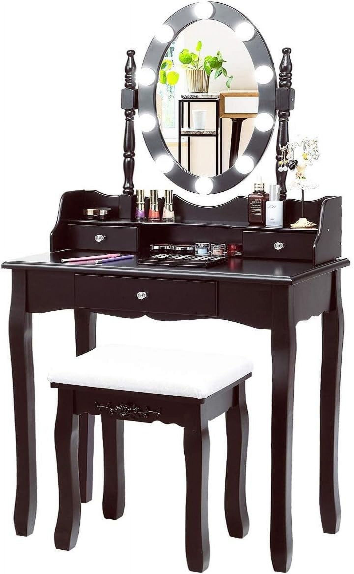 DremFaryoyo Makeup Vanity Set with Lighted Swivel Mirror 2 in 1 ...