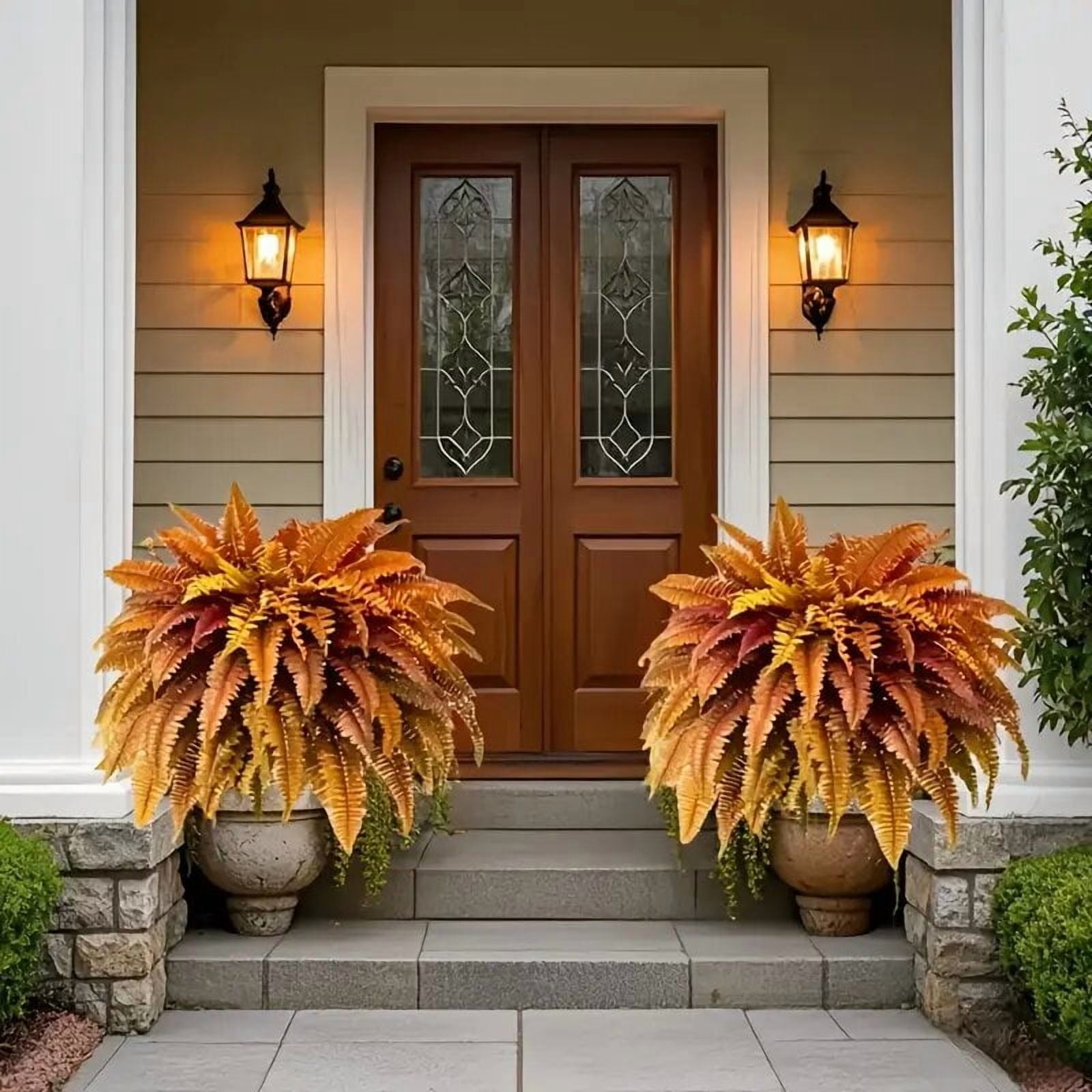 Dremisland 39" Artificial Boston Fern in Orange and Gold Fall Dark ...