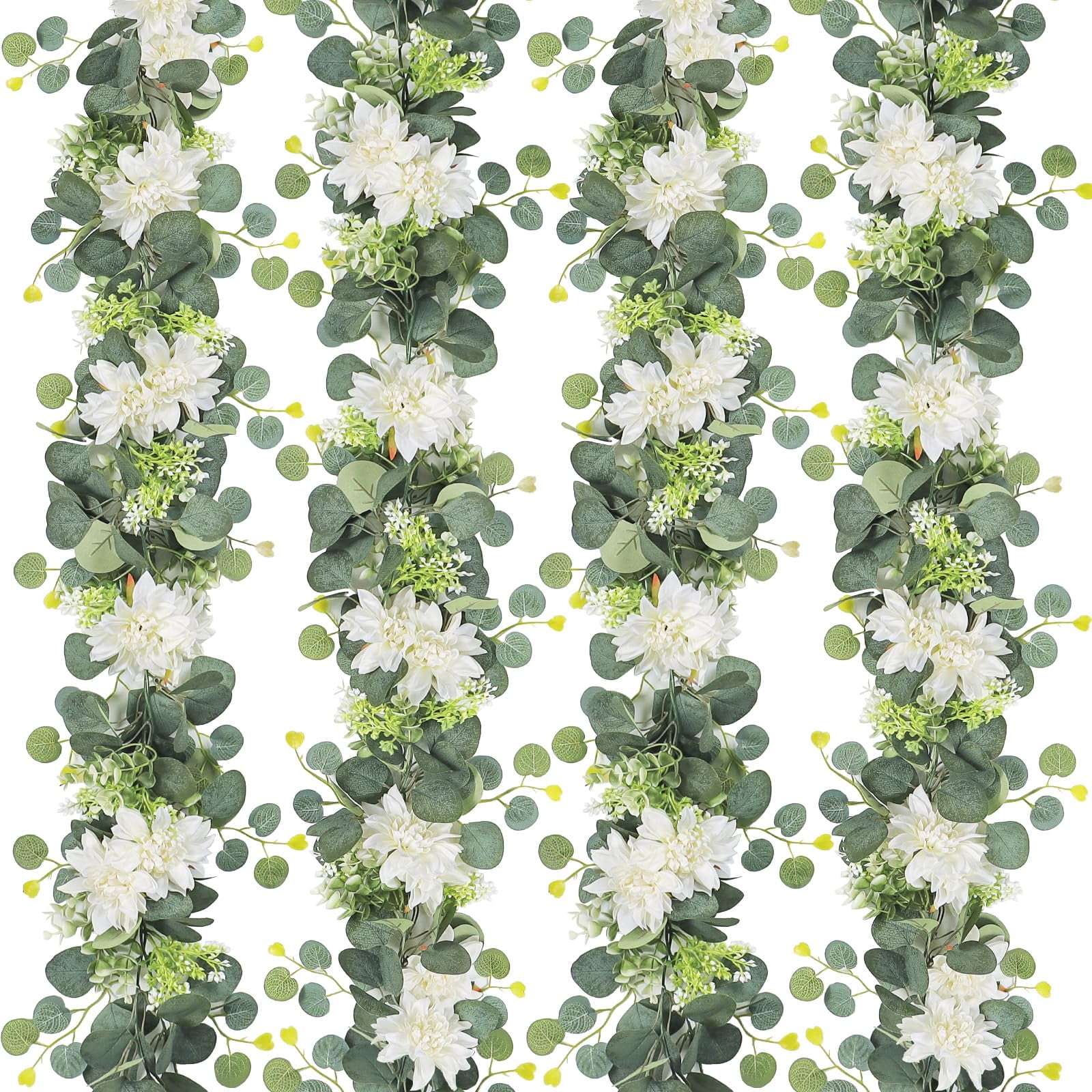 Dremisland Artificial Flowers Garlands 4 Pack 24Ft Eucalyptus Garlands ...