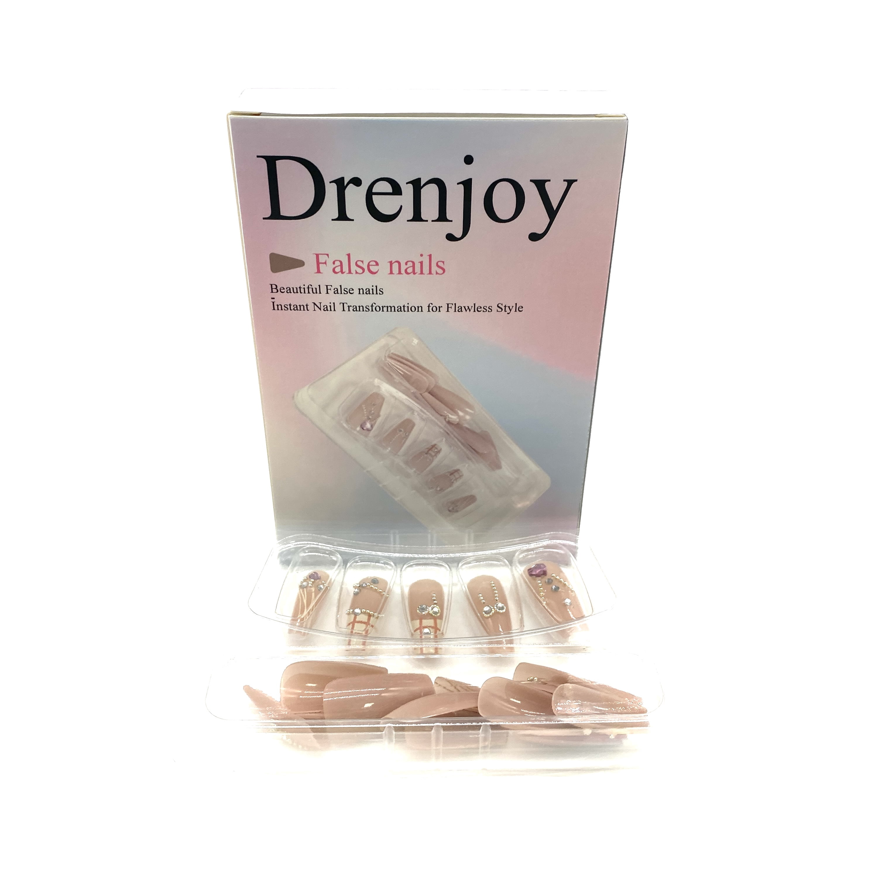 Drenjoy False nails Pink Acrylic False Nails with a Soft Curve Design ...