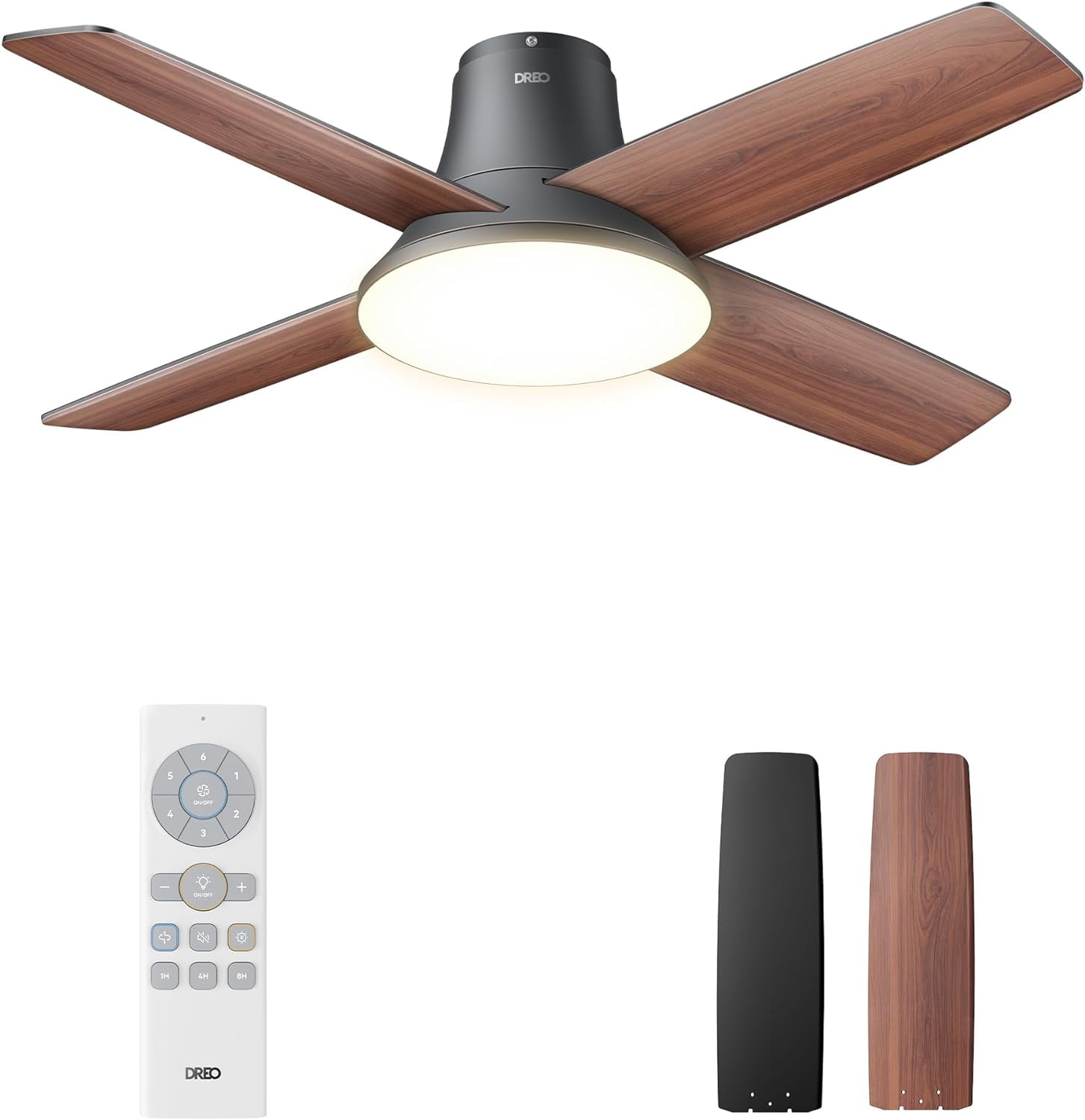 Dreo Ceiling Fans with Lights and Remote, 44'' Low Profile Ceiling Fan ...