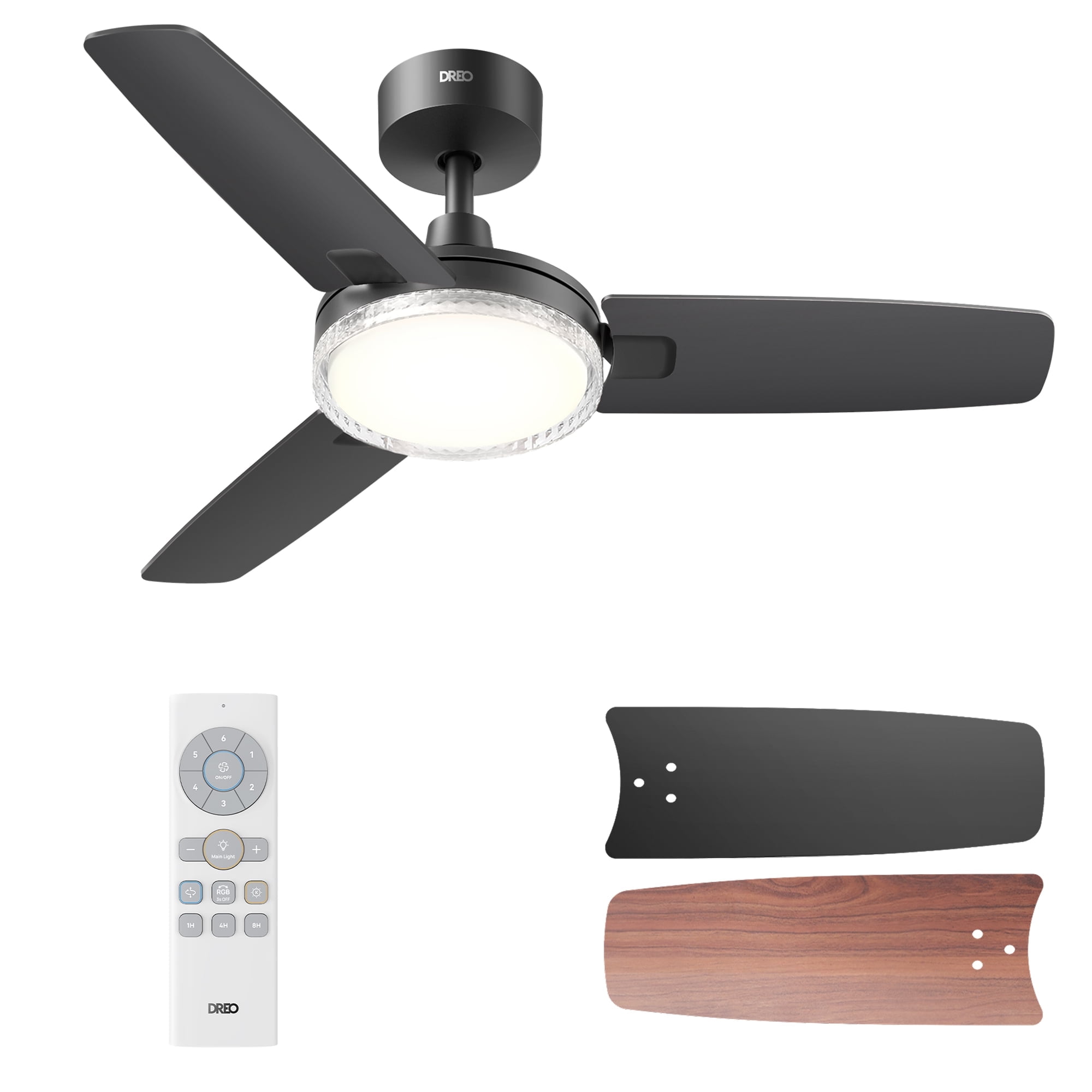 Dreo Ceiling Fans with Lights and Remote, 42’’ Black Ceiling Fan, 5CCT ...