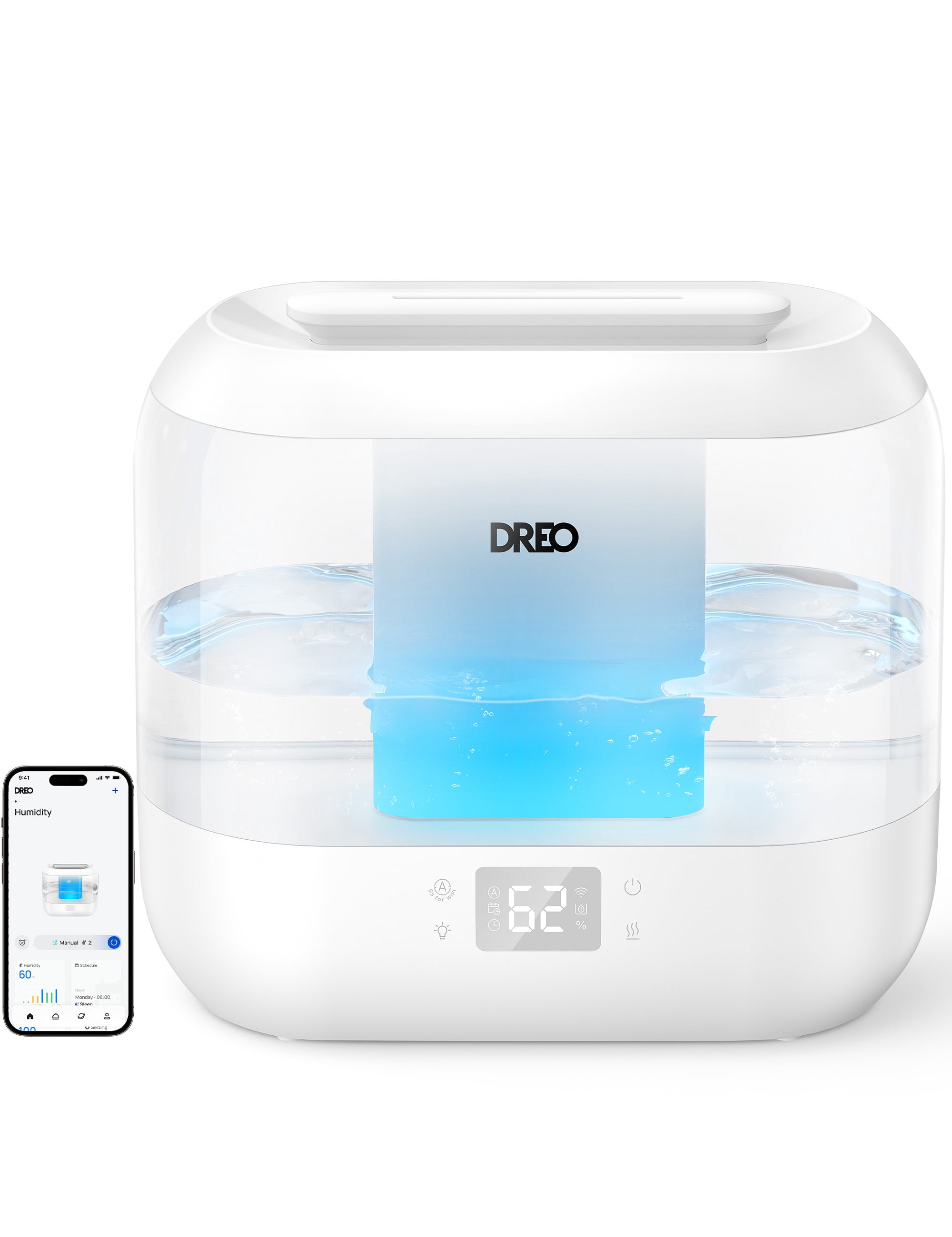 Dreo Smart Humidifier, Cool Mist Humidifiers for Bedroom, Quiet 4L Top ...