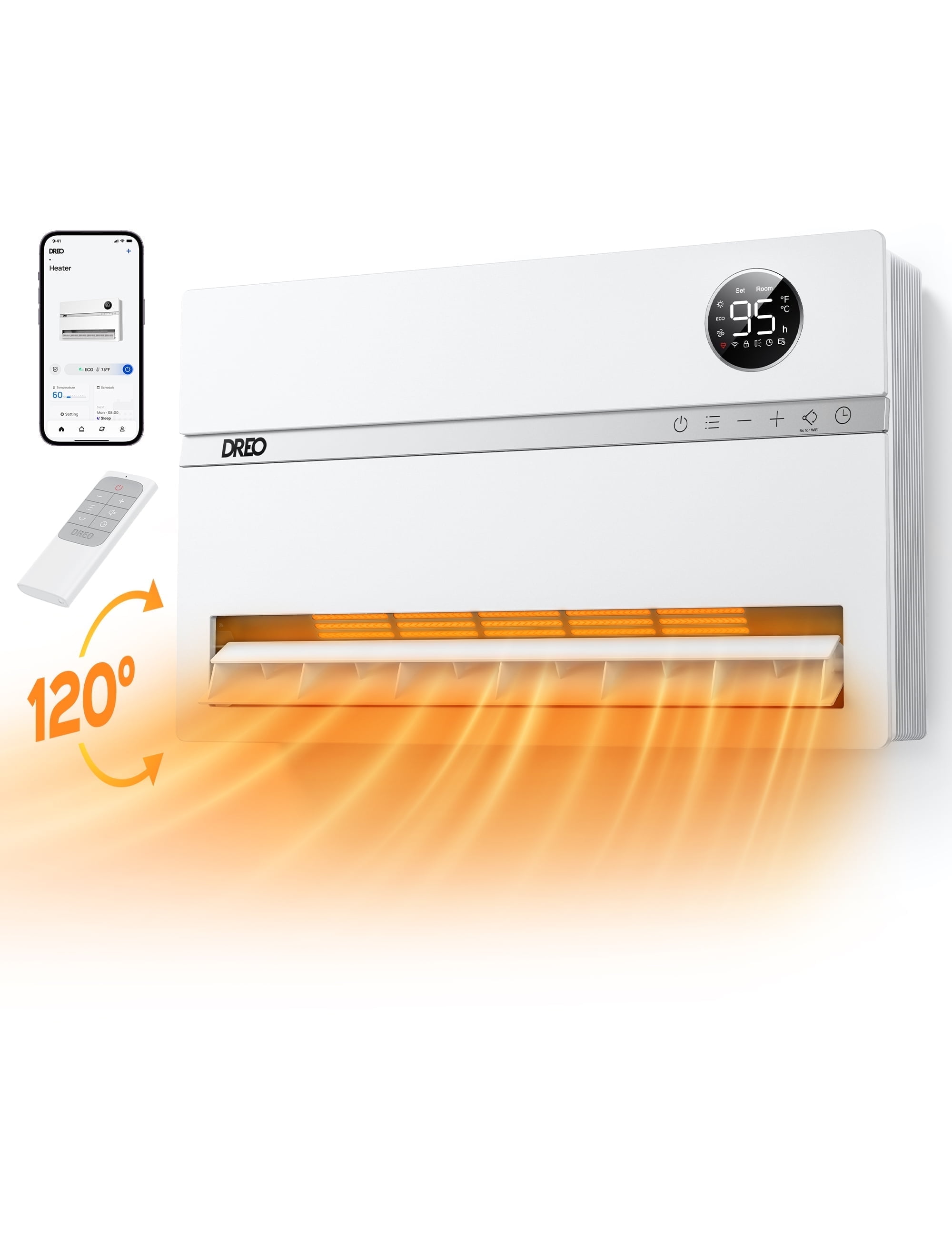 Dreo 1500W Smart Space Heater, Energy Efficient, Adjustable Thermostat ...