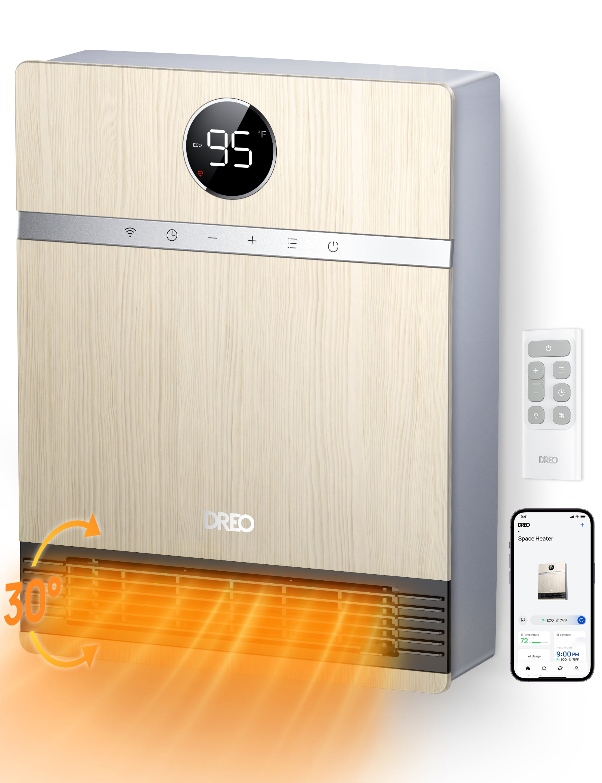 Dreo Wall-Mounted Heater, Smart Space Heaters for Home, Adjustable ...