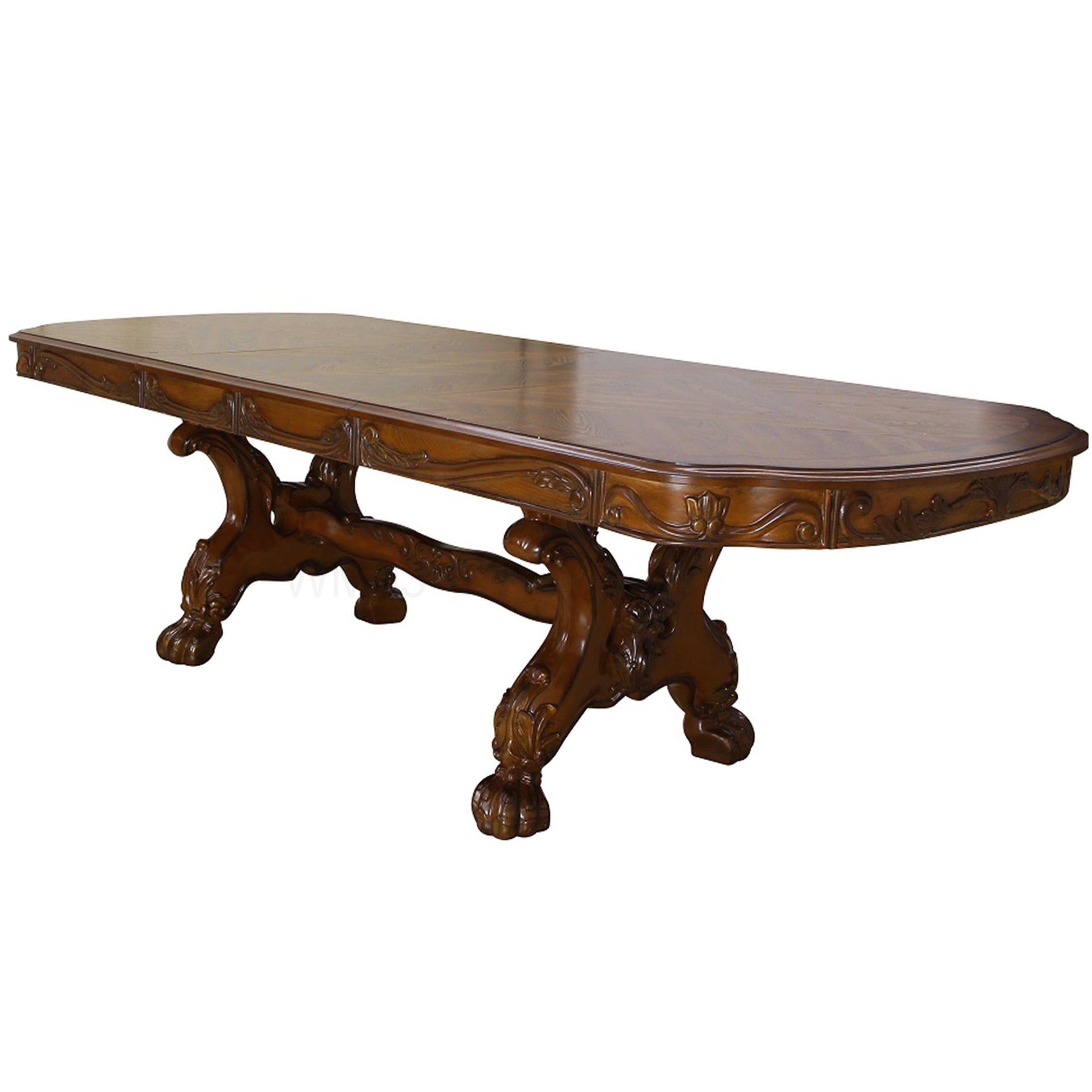 Dresden Expandable Dining Table in Cherry, Oak Finish with Scroll ...