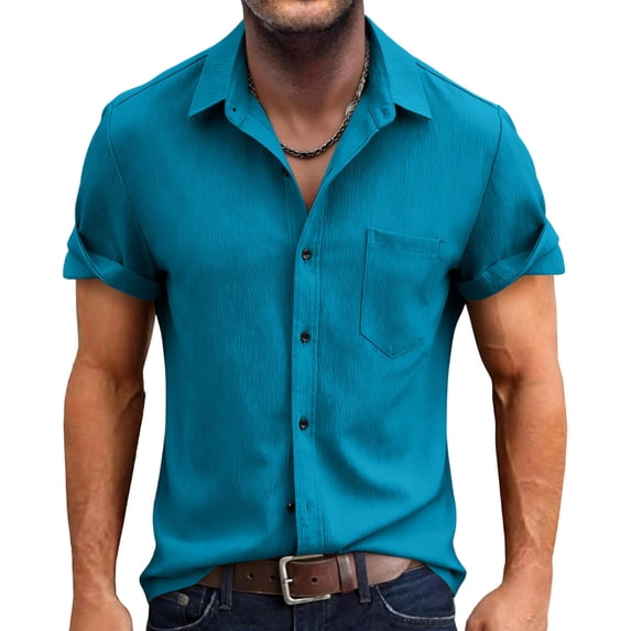 Dresfit Button Down Shirts for Men Short Sleeve Linen Shirts 2026 ...