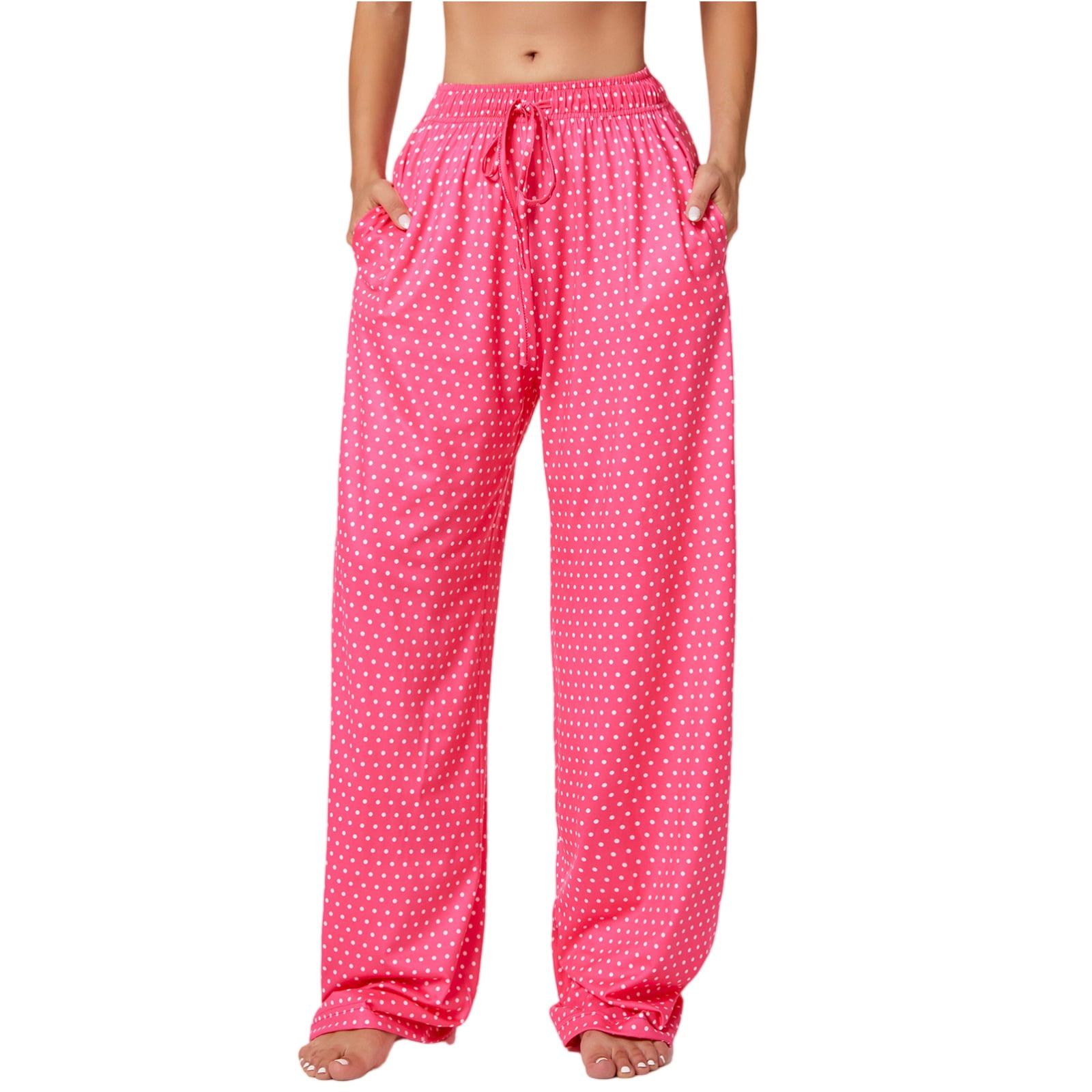 Dresfit Camo Pajama Pants Women Drawstring Wide Leg Plaid Striped Pants ...