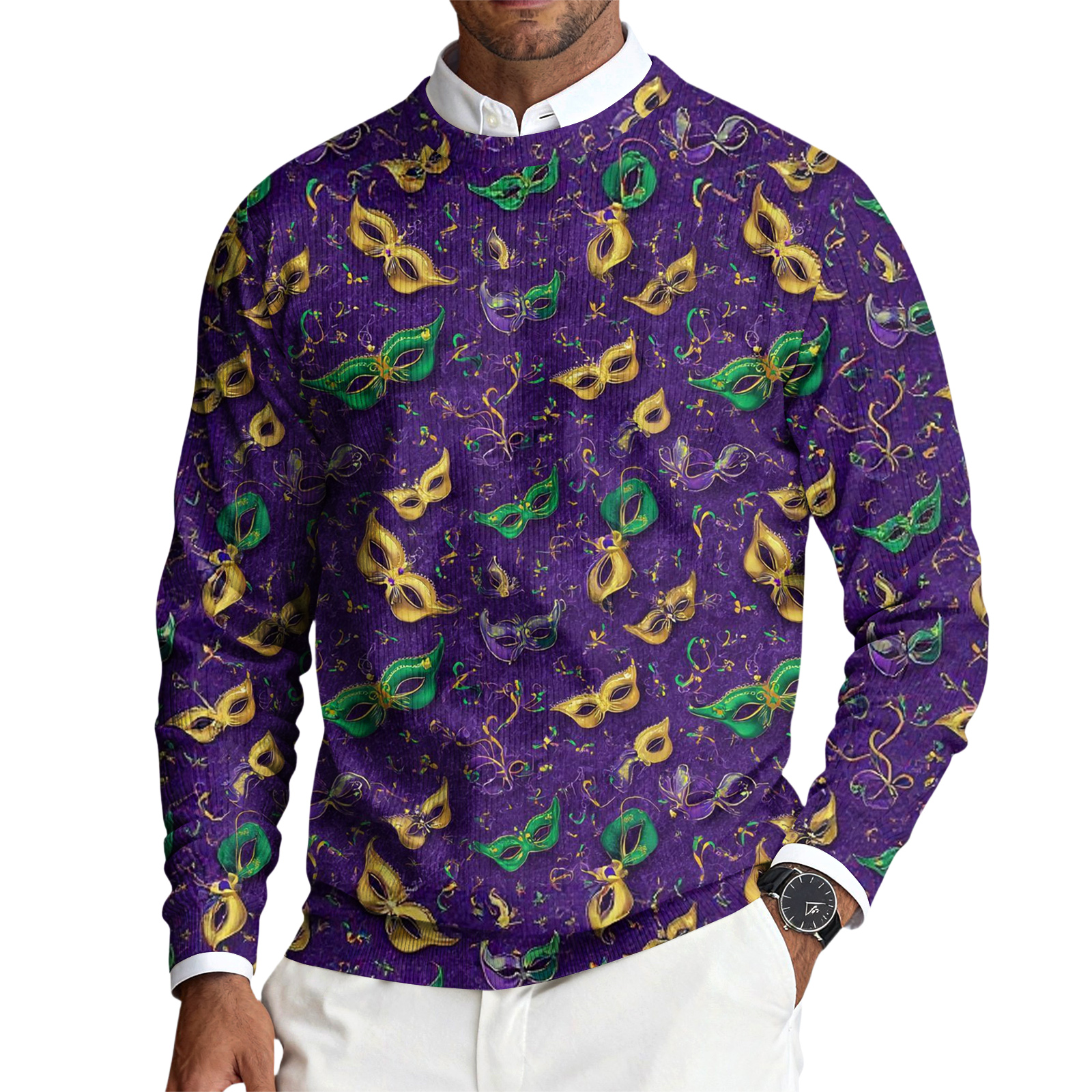 Dresfit Carnival Shirts Men Crew Neck Long Sleeve Holiday Sweatshirts ...