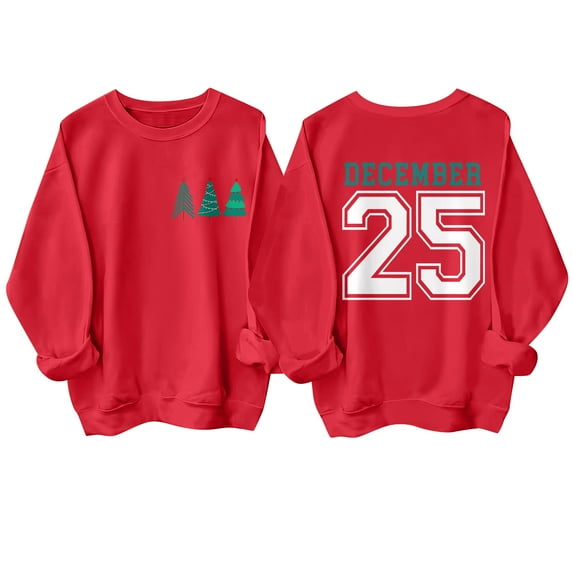Dresfit December 25 Sweatshirts Womens Retro Christmas Oversized ...