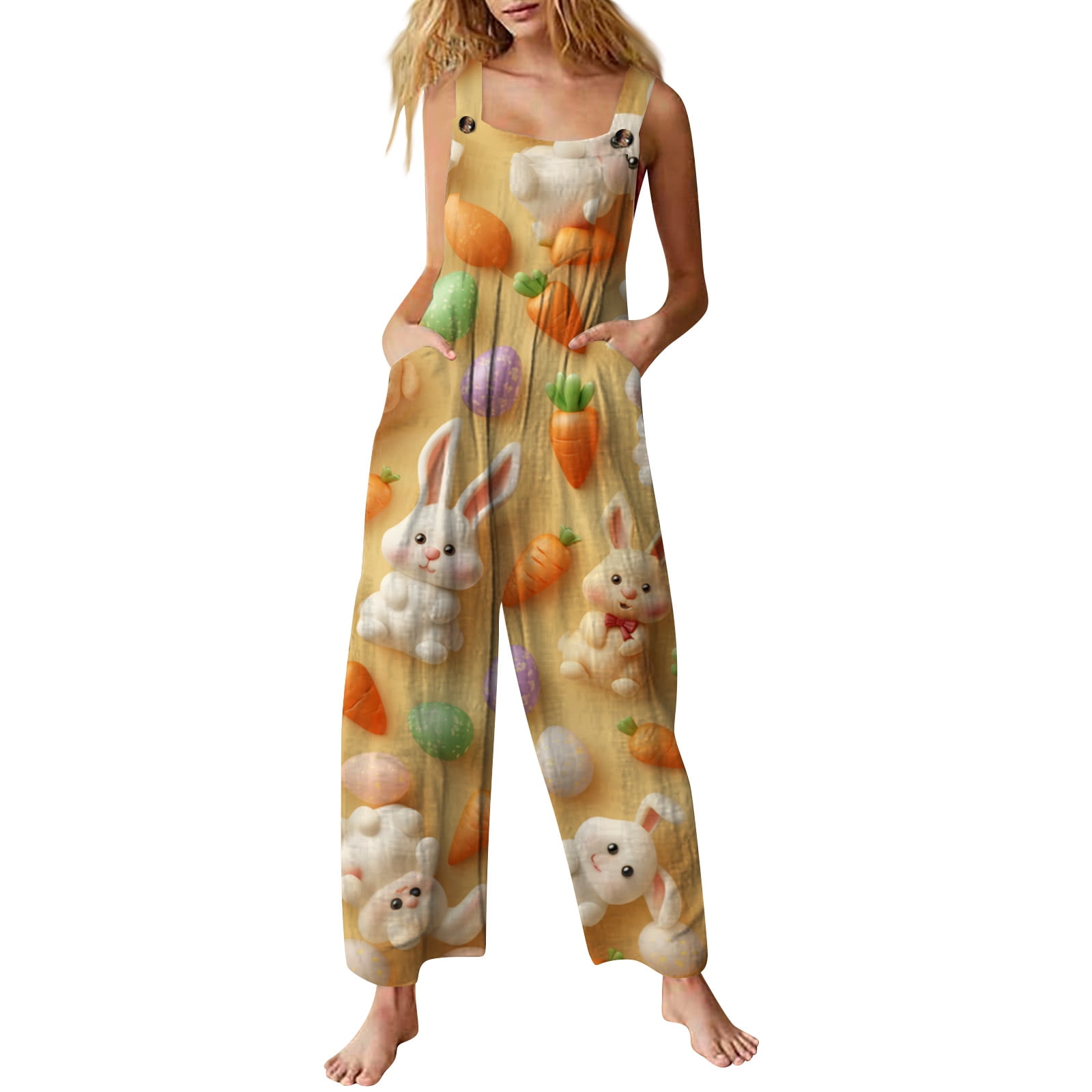 Dresfit Easter Overalls for Women Spaghetti Strap 2026 Pockets ...