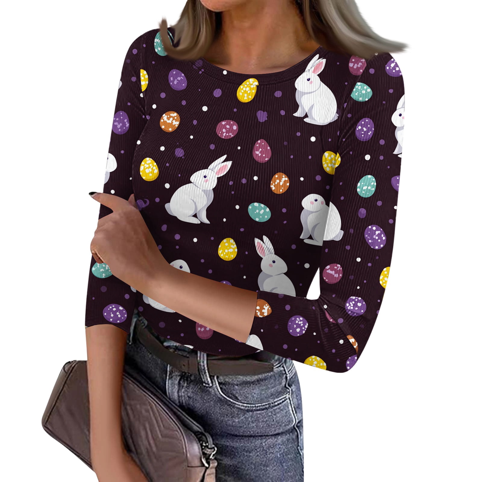 Dresfit Easter Shirts for Women 2026 Baggy Crewneck Long Sleeve Tops ...