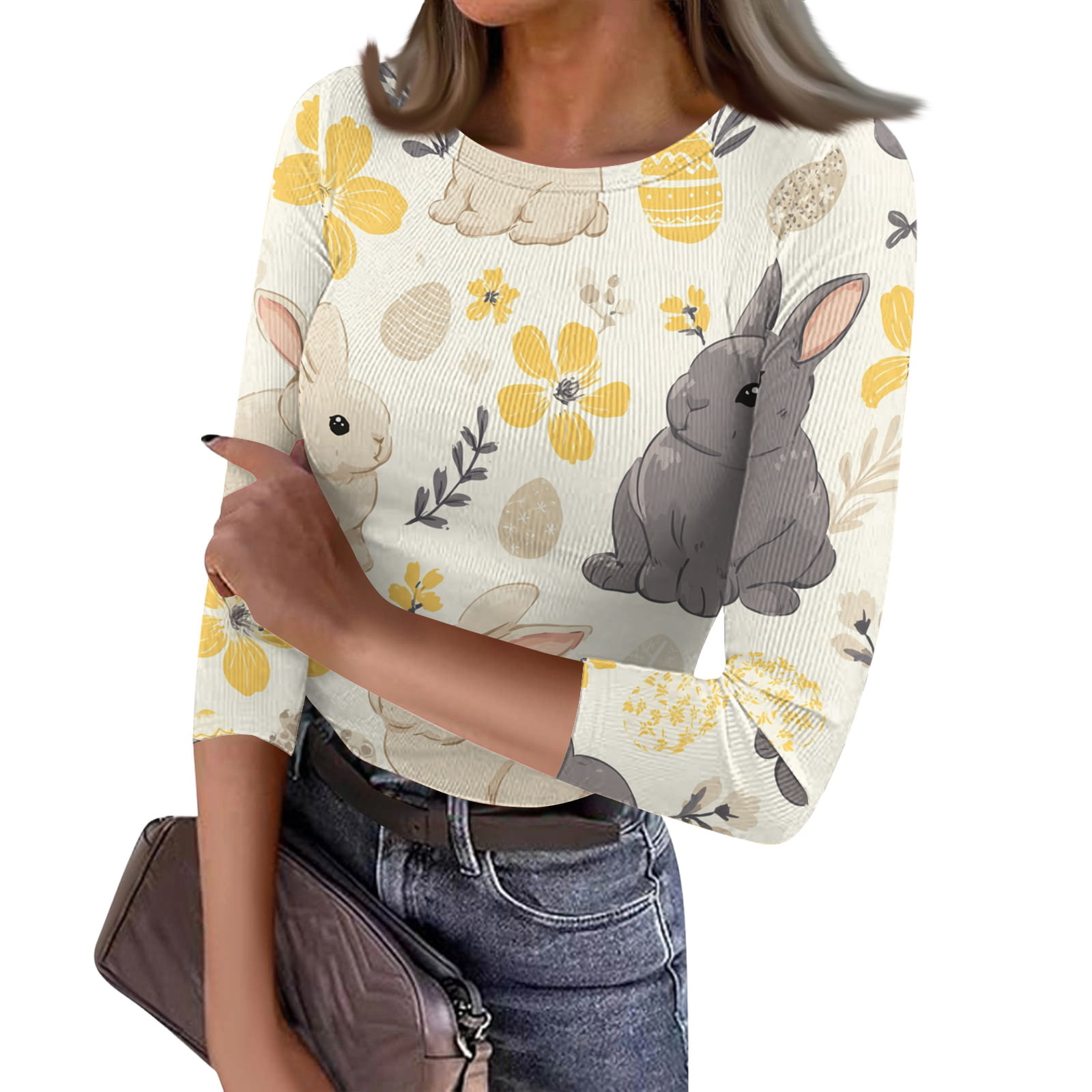 Dresfit Easter Shirts for Women Holiday Baggy Long Sleeve Crewneck Tees ...