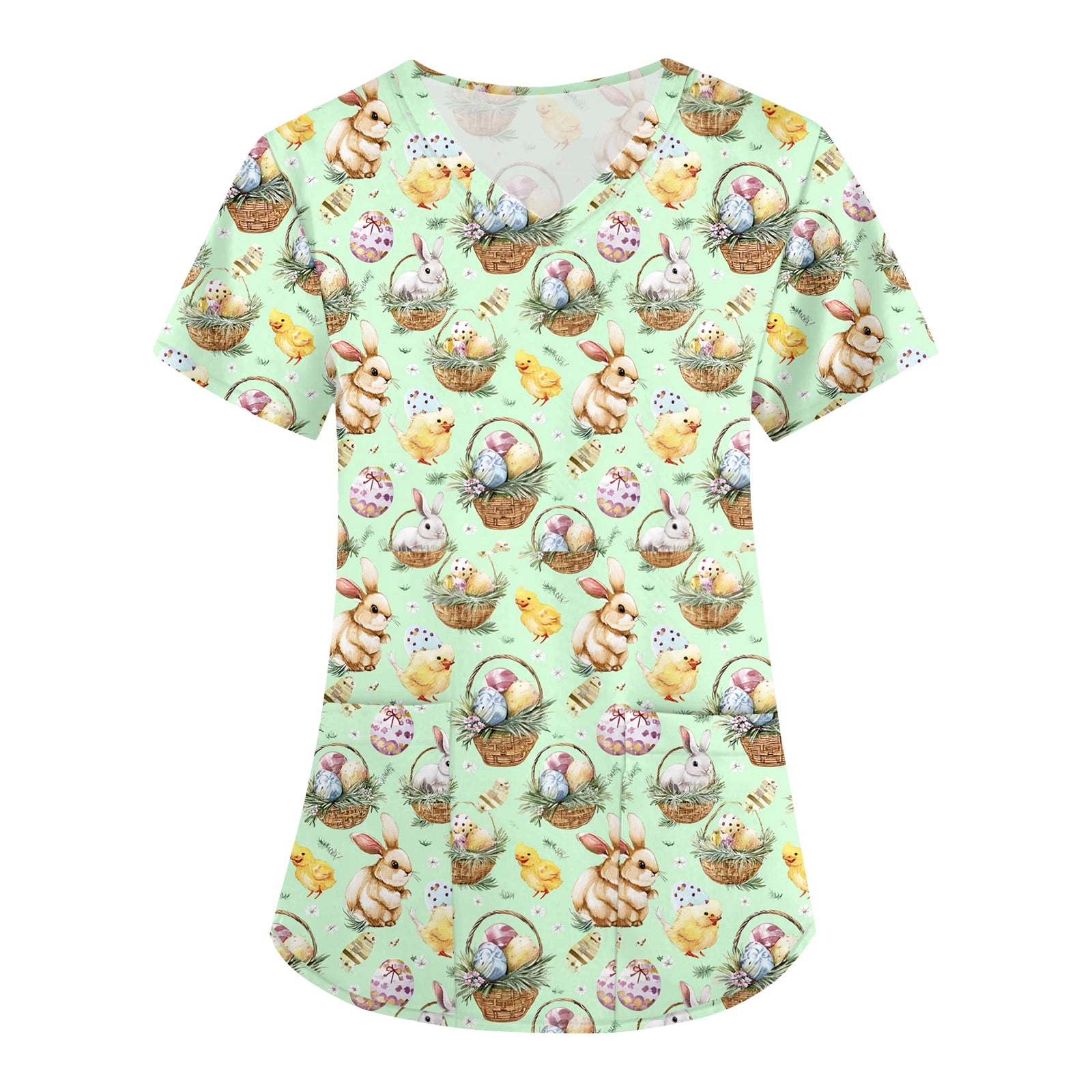 Dresfit Easter Womens Scrub Tops 2026 V Neck Short Sleeve Holiday Nurse ...