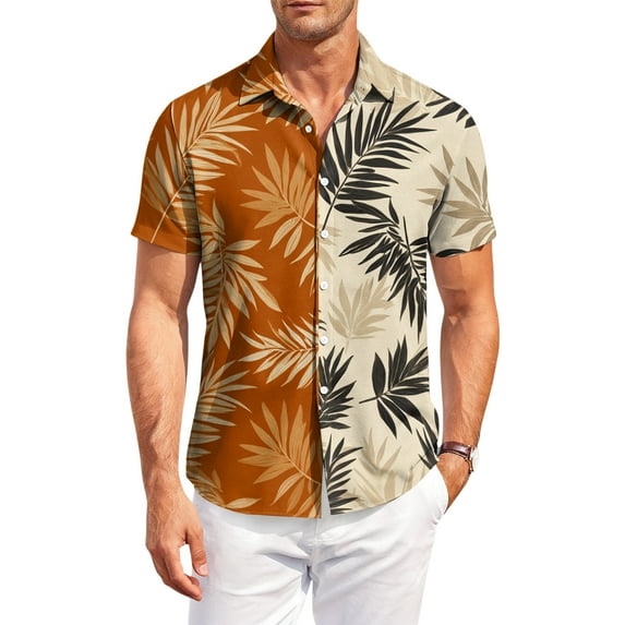 Dresfit Hawaiian Shirt Men Short Sleeve Graphic Polo Shirts Summer ...
