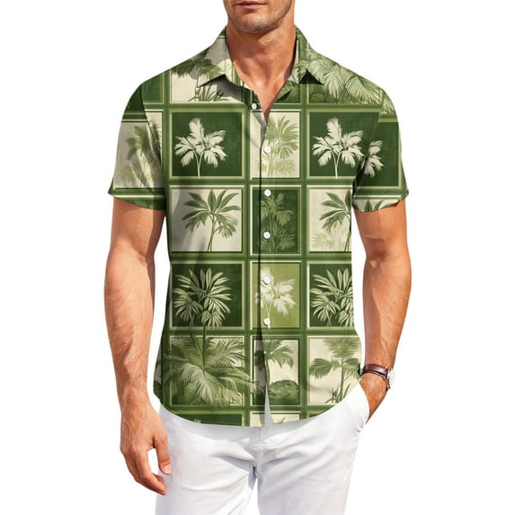 Dresfit Hawaiian Shirt Mens Button Down Graphic Polo Shirts Summer ...