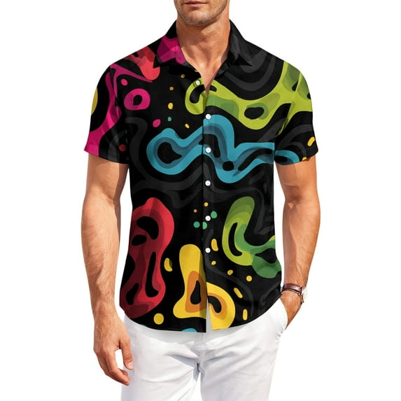 Dresfit Hawaiian Shirts Mens Graphic Button Down Polo Shirt Spring ...