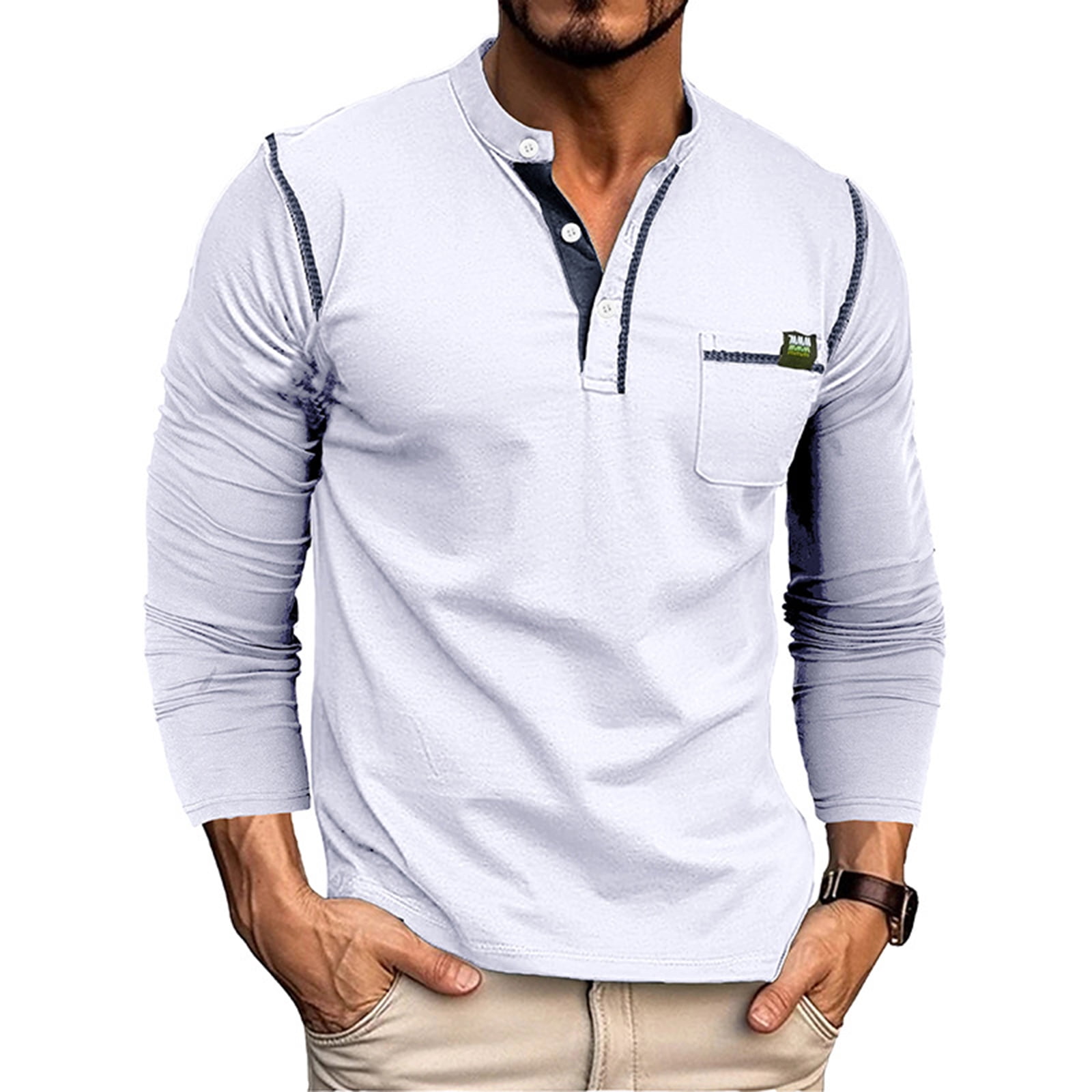 Dresfit Henley Shirts Men Button Long Sleeve Shirt Summer Big and Tall ...