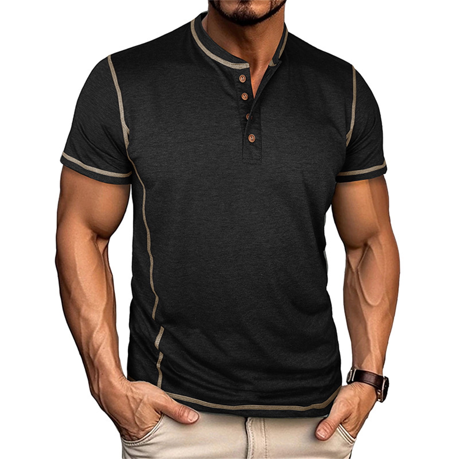 Dresfit Henley Shirts Men Short Sleeve Polo Shirt Spring 2026 Button ...