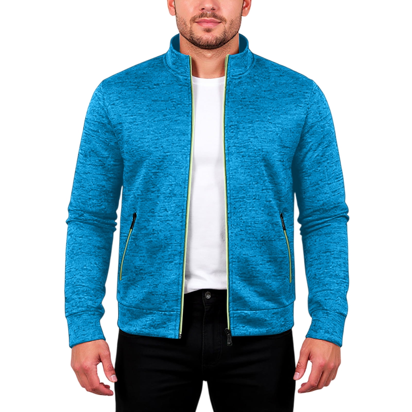 Dresfit Lightweight Jackets Mens Zip Up Fleece Jacket Fall Winter Mock ...
