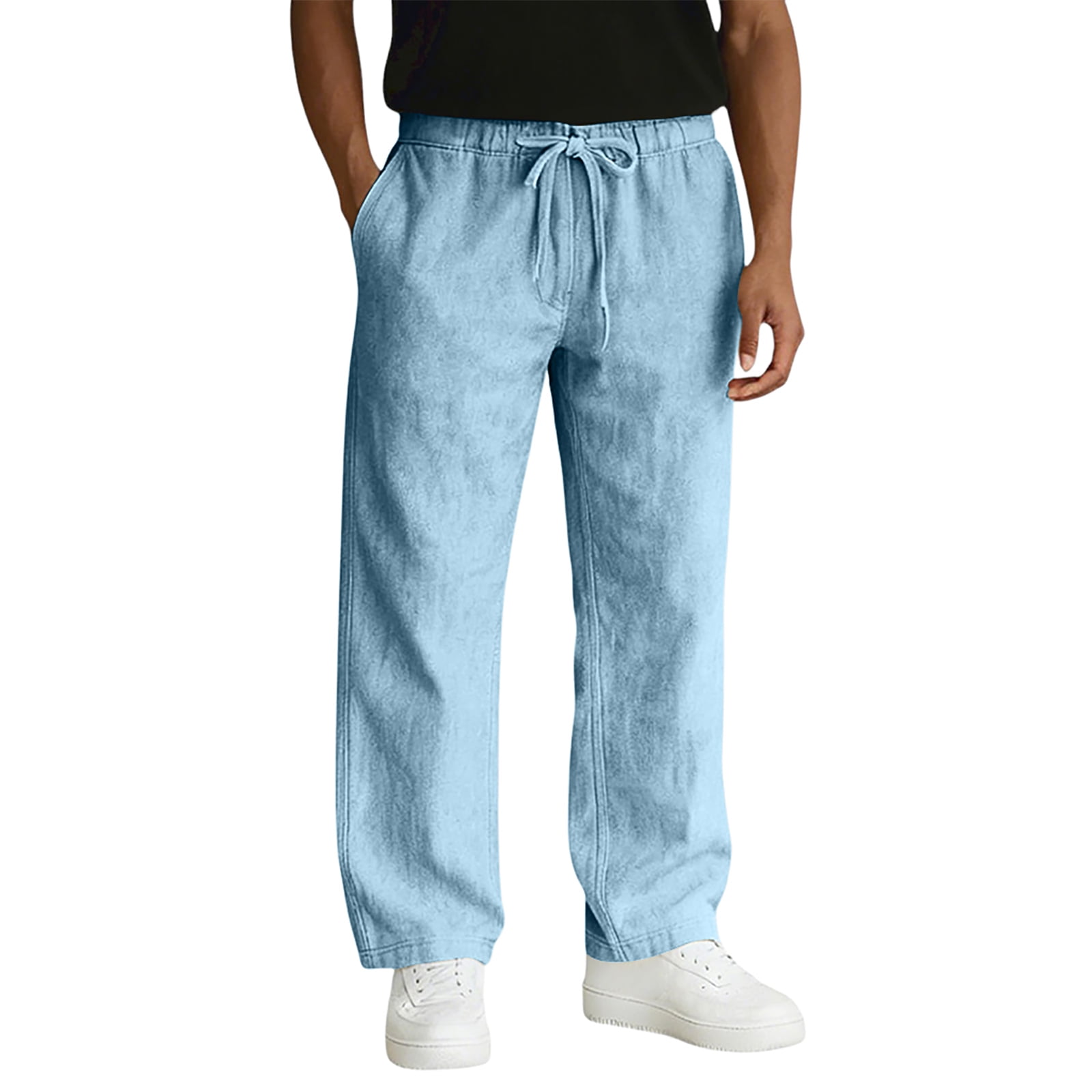 Dresfit Linen Pants Mens Drawstring Baggy Sweat Pants Lightweight Open ...
