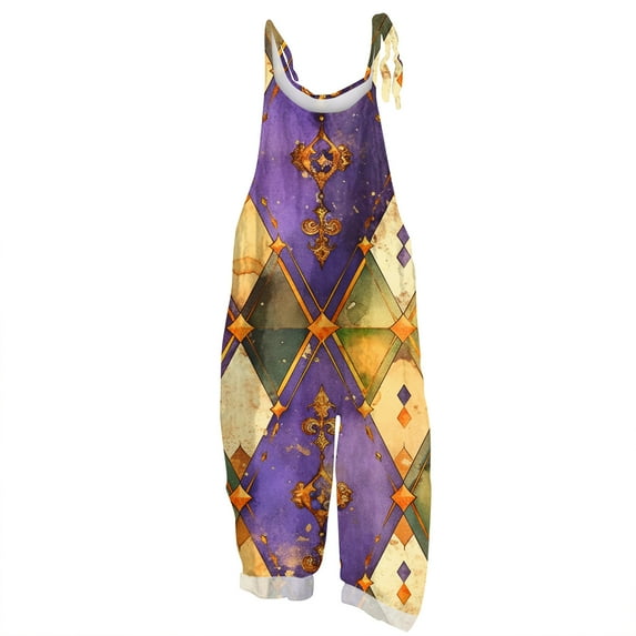 Dresfit Mardi Gras Romper for Women Patchwork Wide Leg Overalls 2026 ...