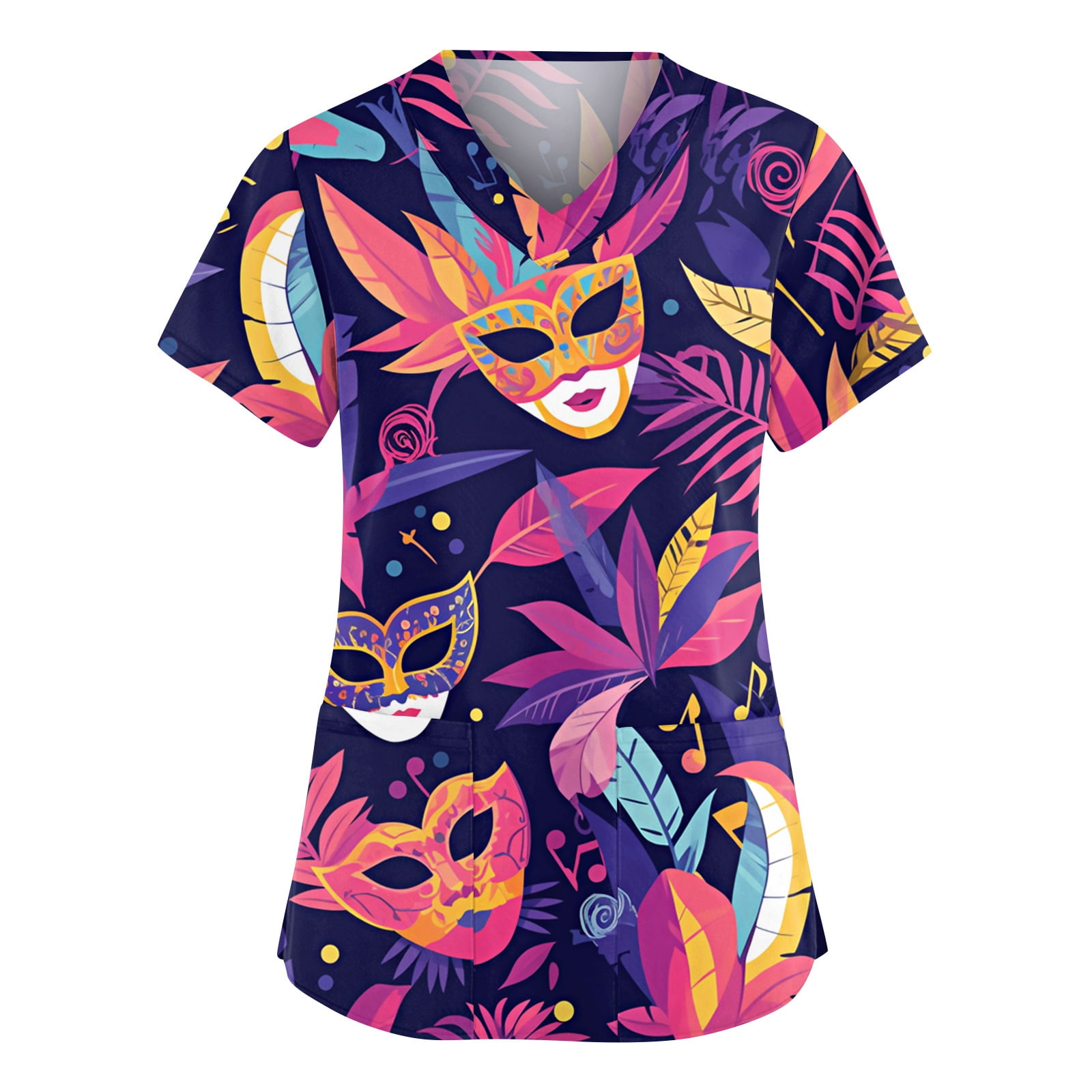 Dresfit Mardi Gras Uniforms‌ Scrubs Womens V Neck Short Sleeve Scrub ...