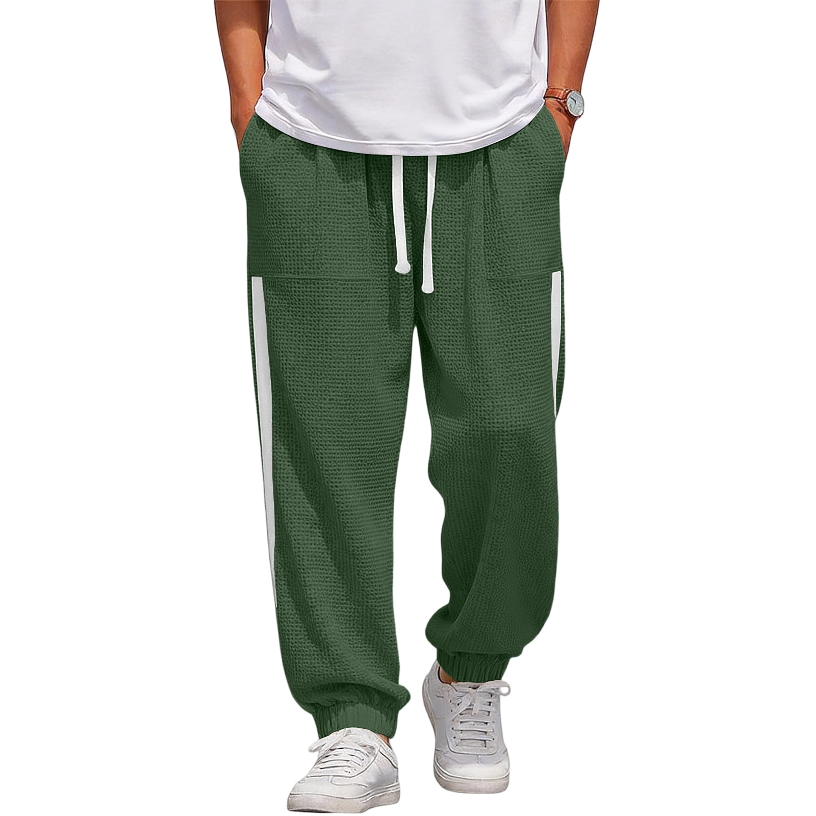 Dresfit Men's Baggy Sweatpants Drawstring Pockets Pant Color Block Open ...