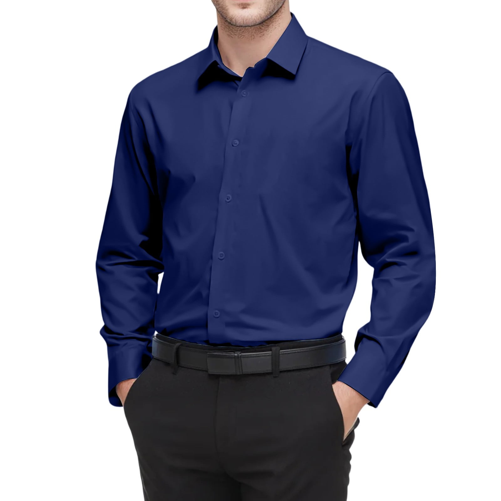 Dresfit Men's Button Down Shirts Collared Dress Shirt Spring Slim Fit ...