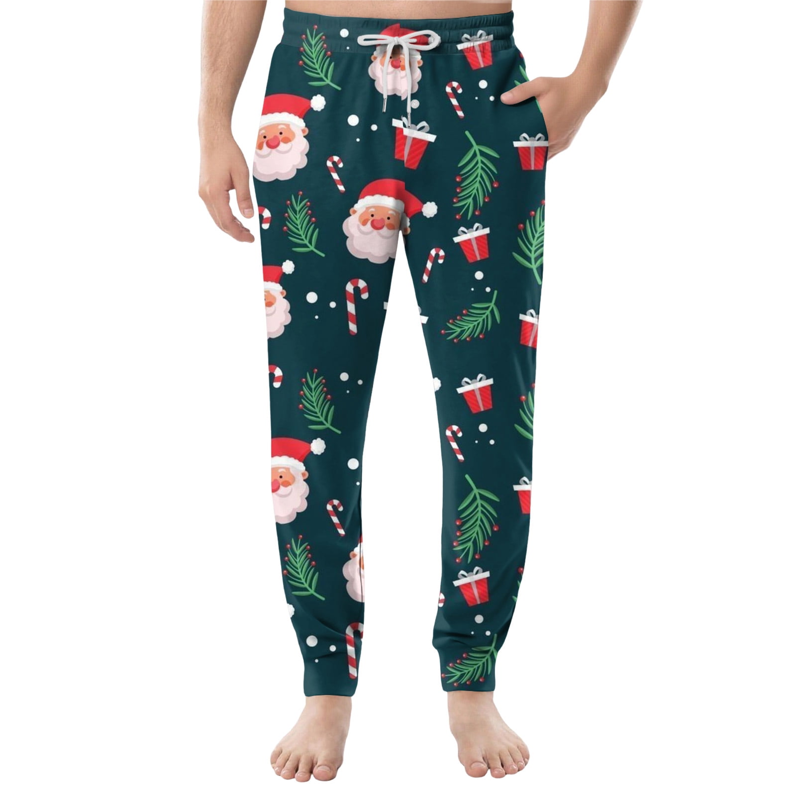 Dresfit Men's Christmas Pajama Pants Graphic Drawstring Cuffed Pants ...
