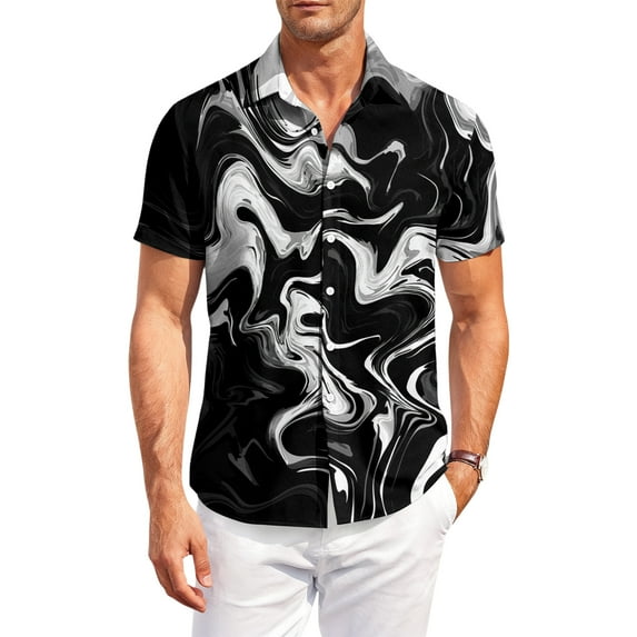 Dresfit Men's Hawaiian Shirts Graphic Short Sleeve Polo Shirt Spring ...