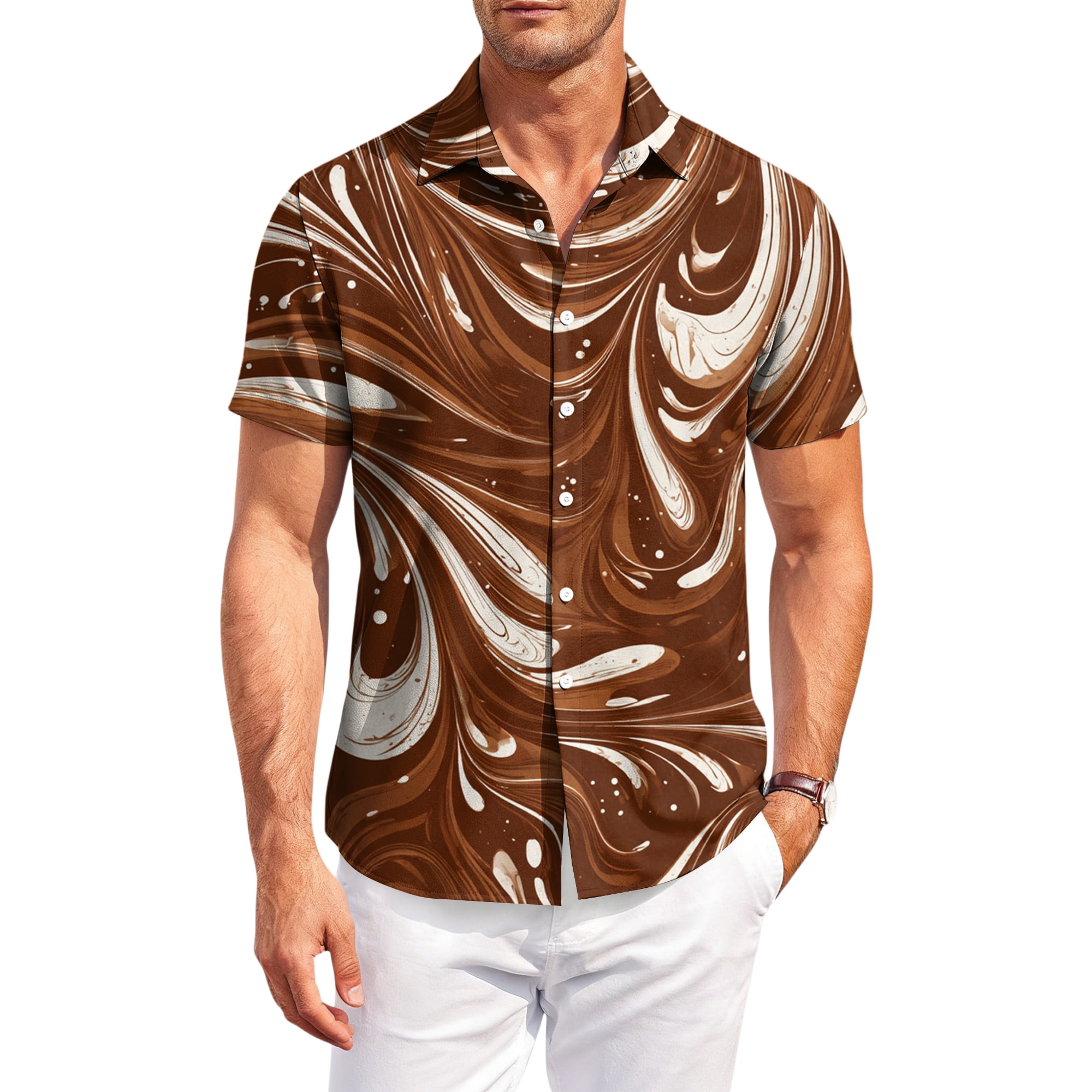 Dresfit Men's Hawaiian Shirts Short Sleeve Button Down Polo Shirt ...