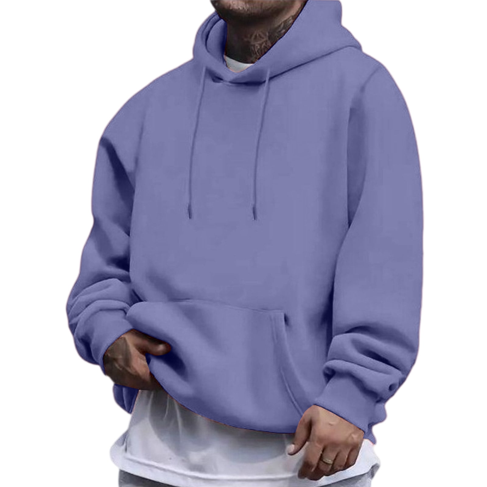 Dresfit Men's Long Hoodies Solid Fleece Hoodie Fall Winter Drawstring ...