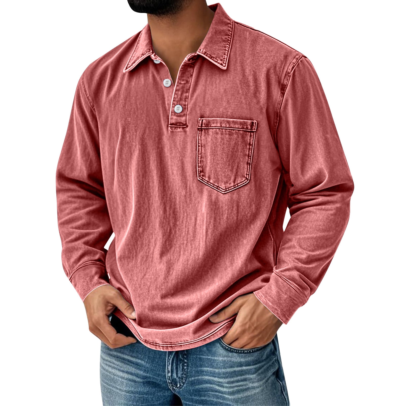 Dresfit Men's Mokaloha Shirt Distressed Polo Shirts Winter Long Sleeve ...