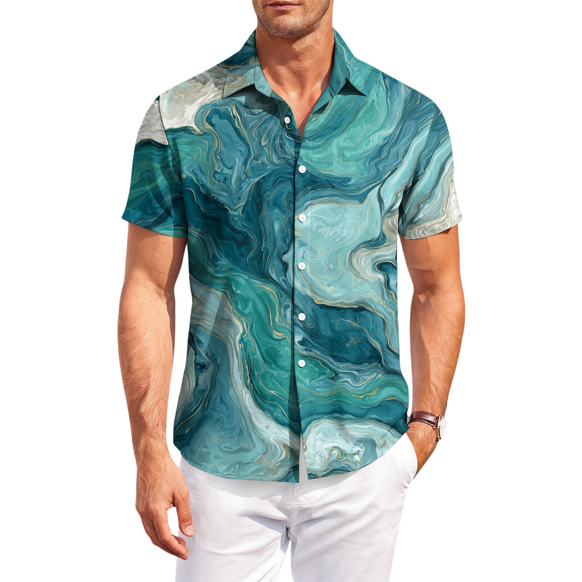 Dresfit Men's Polo Shirt Graphic Button Down Hawaiian Shirts 2026 ...