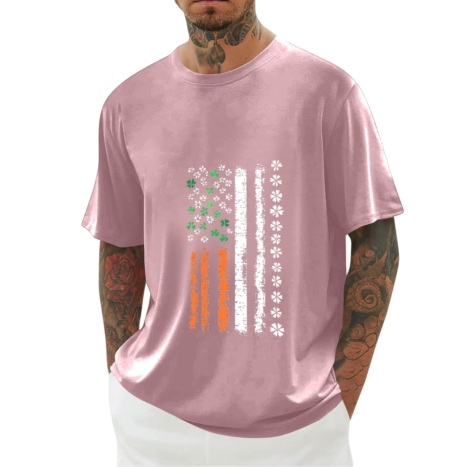 Dresfit Men's St Patricks Day Shirts Shamrock Printed Short Sleeve ...