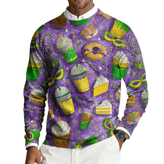 Dresfit Mens Carnival Shirts Long Sleeve Crew Neck Holiday Sweatshirts ...