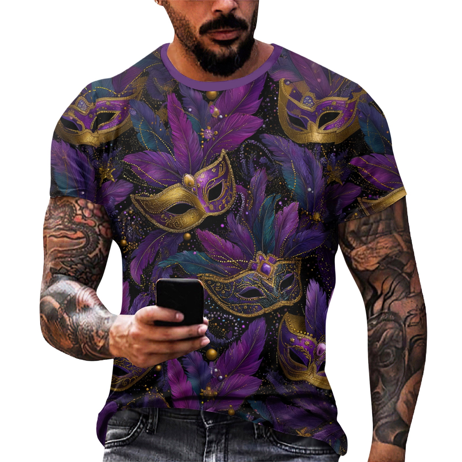 Dresfit Mens Carnival T-Shirts Short Sleeve Crew Neck Party Shirts ...