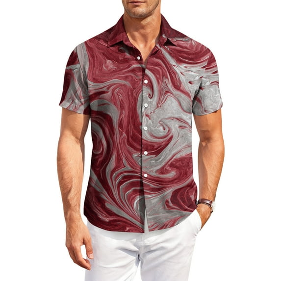 Dresfit Mens Hawaiian Shirts Graphic Short Sleeve Polo Shirt Spring ...